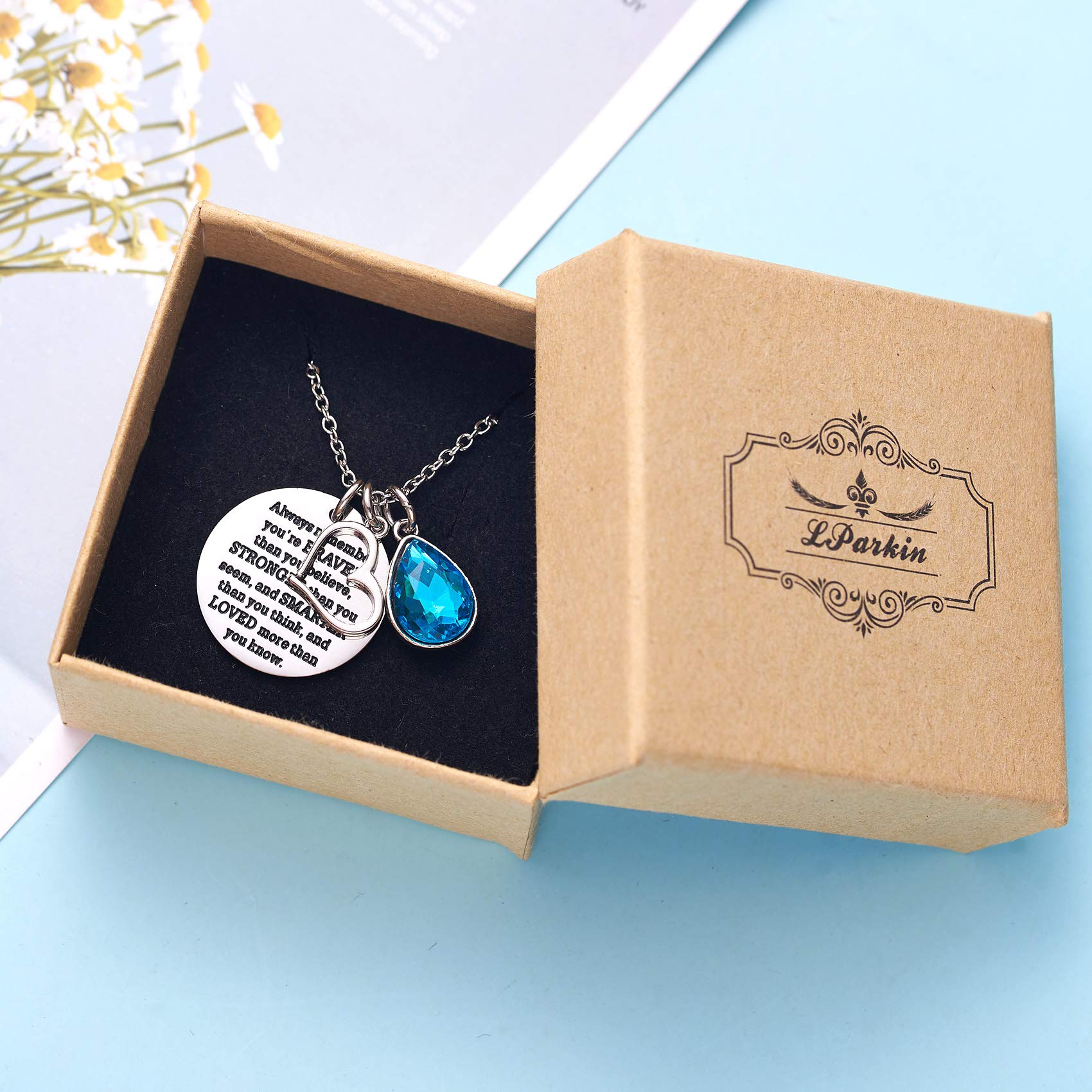 LParkin You are Braver Than You Believe Awareness Necklace Birthstone Graduation Gift Best Friend Encouragement Gifts …