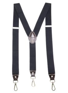 jierku romanlin mens suspenders for work 3 swivel hook clips y-back for groomsmen leather black