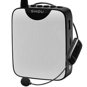 Voice Amplifier, SHIDU Original Wireless Voice Amplifiers 10W Rechargeable Portable Mini PA System Speaker with UHF Wireless Microphone Headset for Teachers, Yoga, Tour Guides, Coaches, Classroom