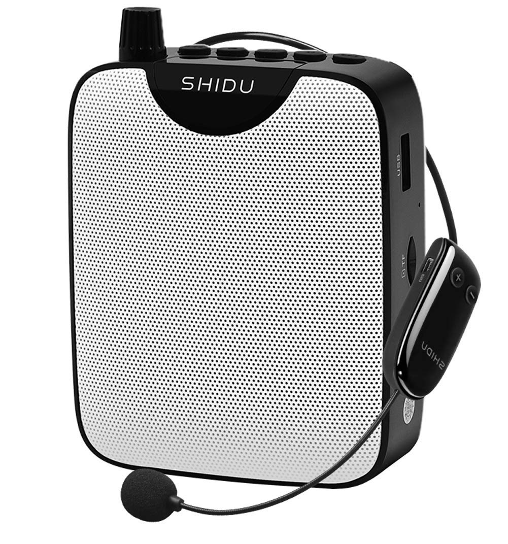 Voice Amplifier, SHIDU Original Wireless Voice Amplifiers 10W Rechargeable Portable Mini PA System Speaker with UHF Wireless Microphone Headset for Teachers, Yoga, Tour Guides, Coaches, Classroom