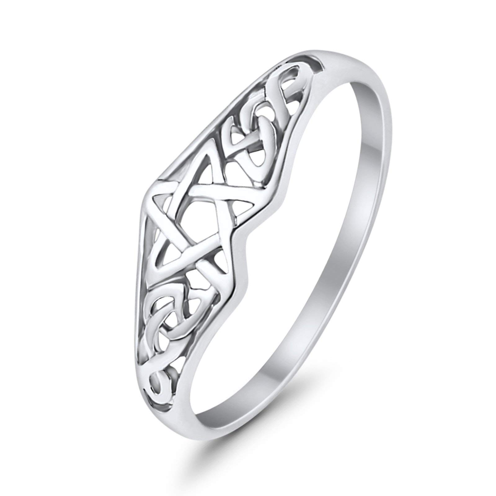 Blue Apple Co. Sterling Silver Size-4 Pentagram Star Band Ring Celtic Filigree Design Round 925 Sterling Silver