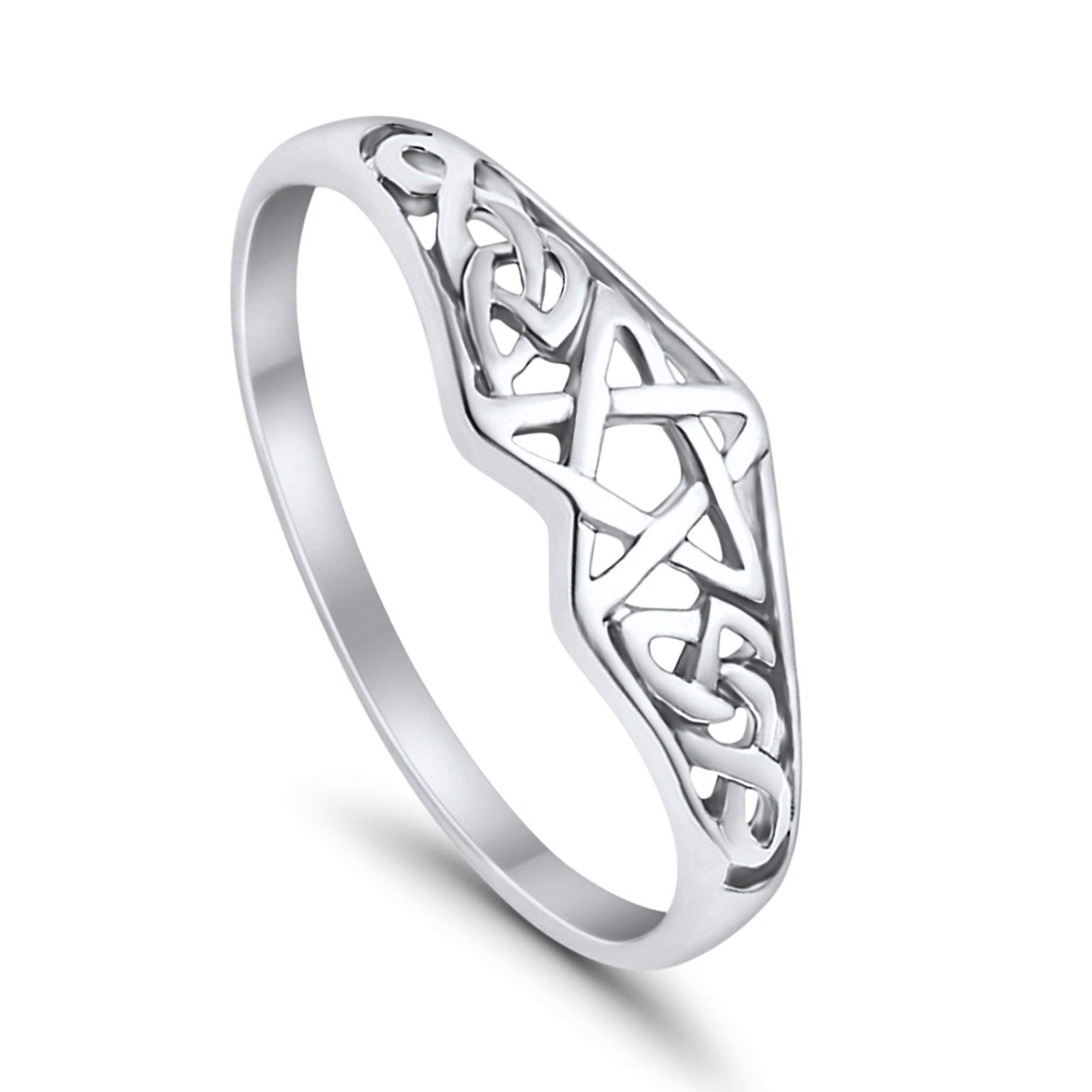 Blue Apple Co. Sterling Silver Size-4 Pentagram Star Band Ring Celtic Filigree Design Round 925 Sterling Silver