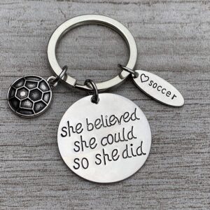 Infinity Collection Soccer Keychain, Soccer She Believed She Could So She Did Keychain, Soccer Gifts for Players and Soccer Teams