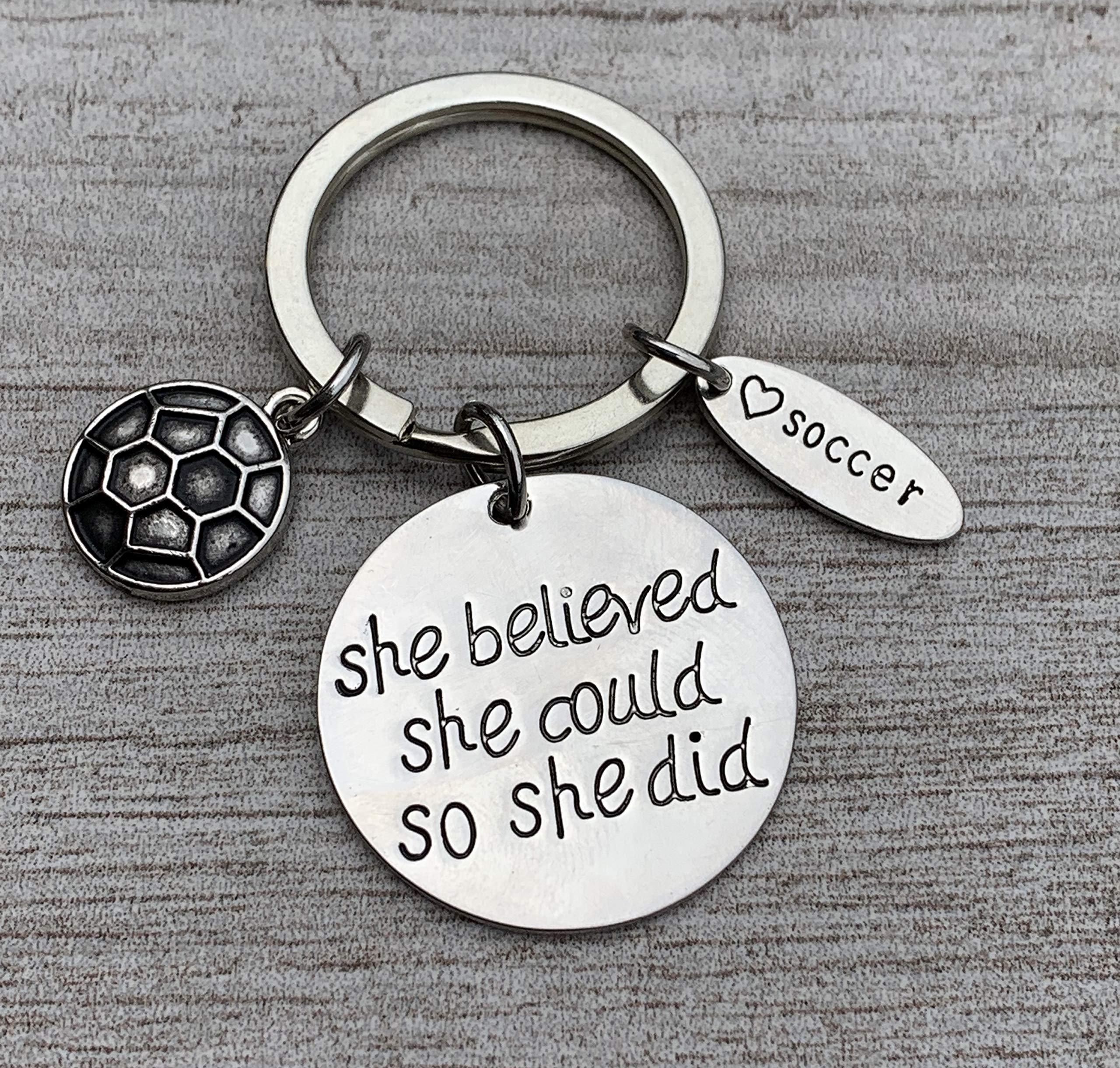 Infinity Collection Soccer Keychain, Soccer She Believed She Could So She Did Keychain, Soccer Gifts for Players and Soccer Teams