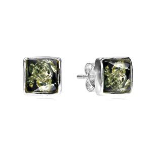 ian and valeri co. amber green sterling silver stud square earrings