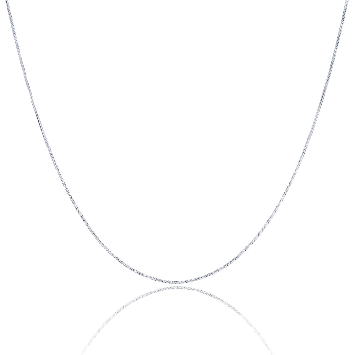 925 Sterling Silver 1.5 MM Box Chain Italian Necklace Lightweight Strong - Rhodium Plated - Lobster Claw 24 Inch