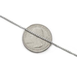 925 Sterling Silver 1.5 MM Box Chain Italian Necklace Lightweight Strong - Rhodium Plated - Lobster Claw 24 Inch