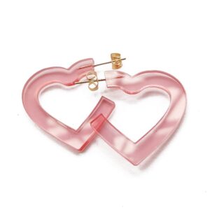 veinti+1 pink heart shape earring transparent acrylic pink heart shape candy color women's charm earring (3cm,1.18", h3- pink)