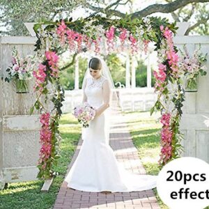 DearHouse 4Pcs 6.6Ft/piece Artificial Flowers Silk Wisteria Garland Artificial Wisteria Vine Rattan Silk Hanging Flower for Home Garden Outdoor Ceremony Wedding Arch Floral Decor (White)