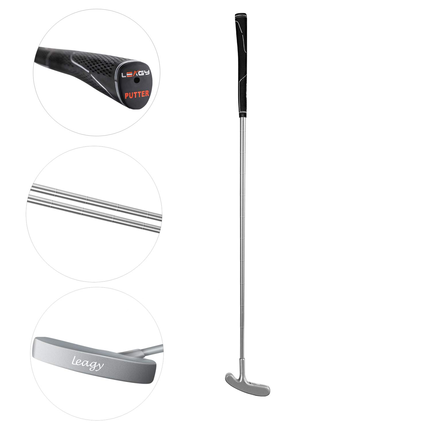 LEAGY Timeless Classic Golf Putter 35" Length - Putt Putt Style Two-Way Head and Premium Rubber Grip for Male & Female Right or Left Handed Golfers