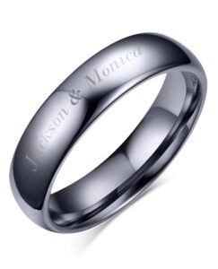 mealguet jewelry free engraving-personalized his hers domed plain simple tungsten carbide wedding promise engagement ring bands,6mm