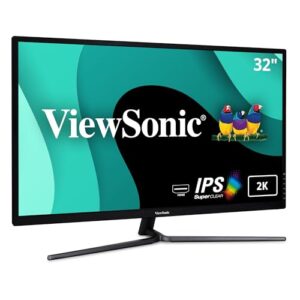 viewsonic vx3211-2k-mhd 32 inch ips wqhd 1440p monitor with 99% srgb color coverage hdmi vga and displayport, black