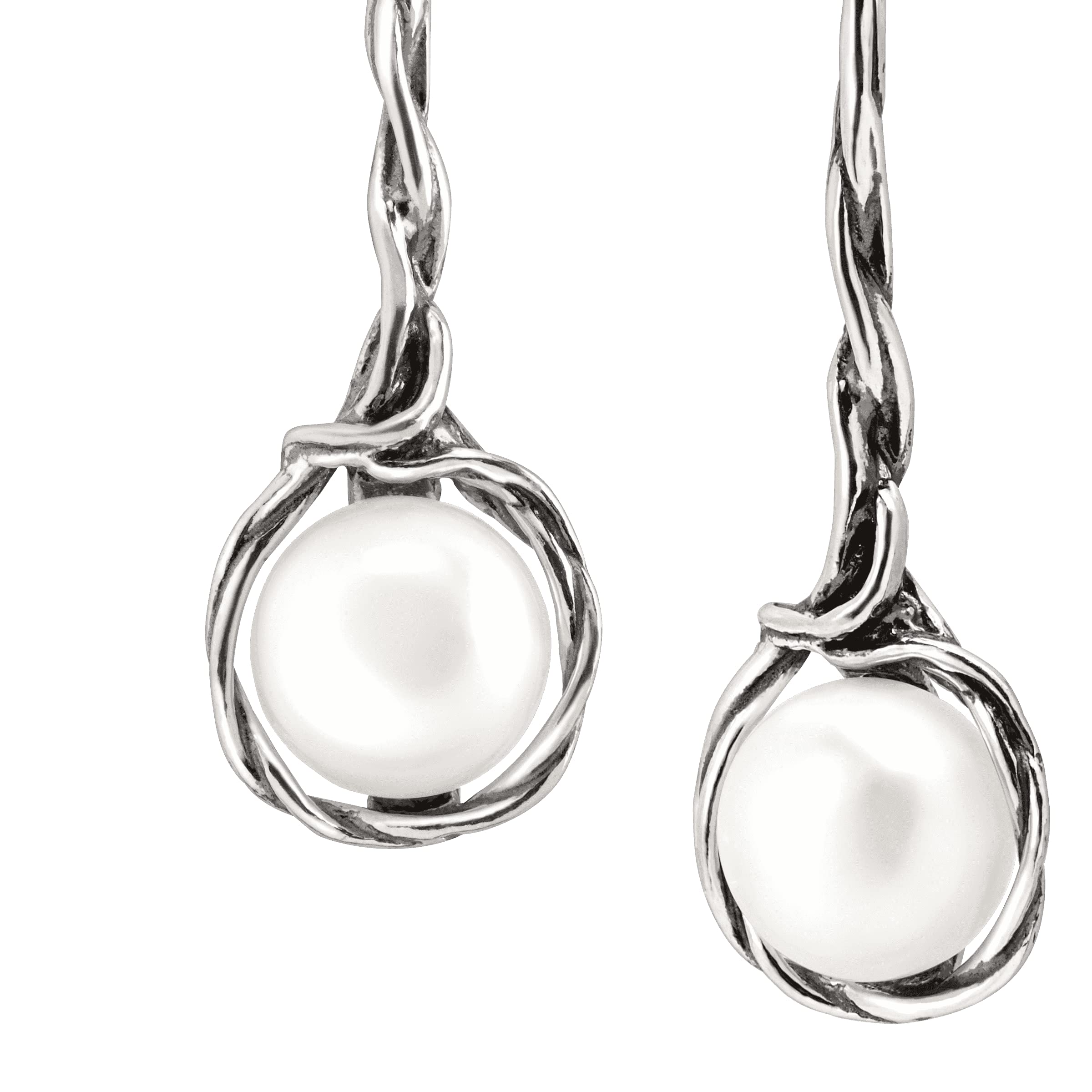 Silpada 'Intertwining Vines' 10.5-11 mm Freshwater Cultured Pearl Twisted Drop Earrings in Sterling Silver