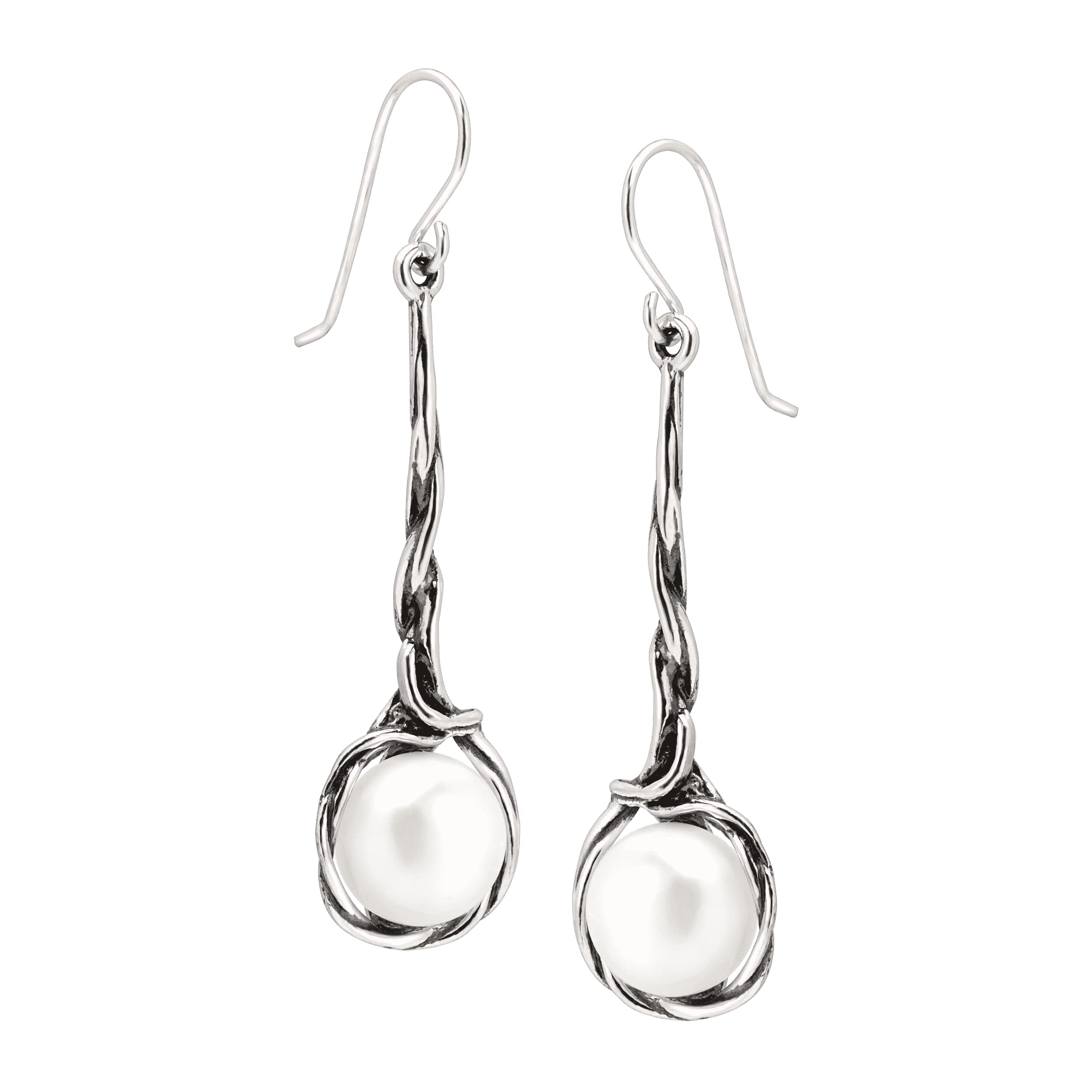 Silpada 'Intertwining Vines' 10.5-11 mm Freshwater Cultured Pearl Twisted Drop Earrings in Sterling Silver