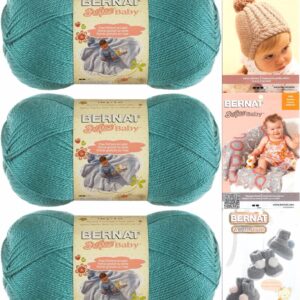 Bernat Softee Baby Yarn 3 Pack Bundle Includes 3 Patterns DK Light Worsted #3