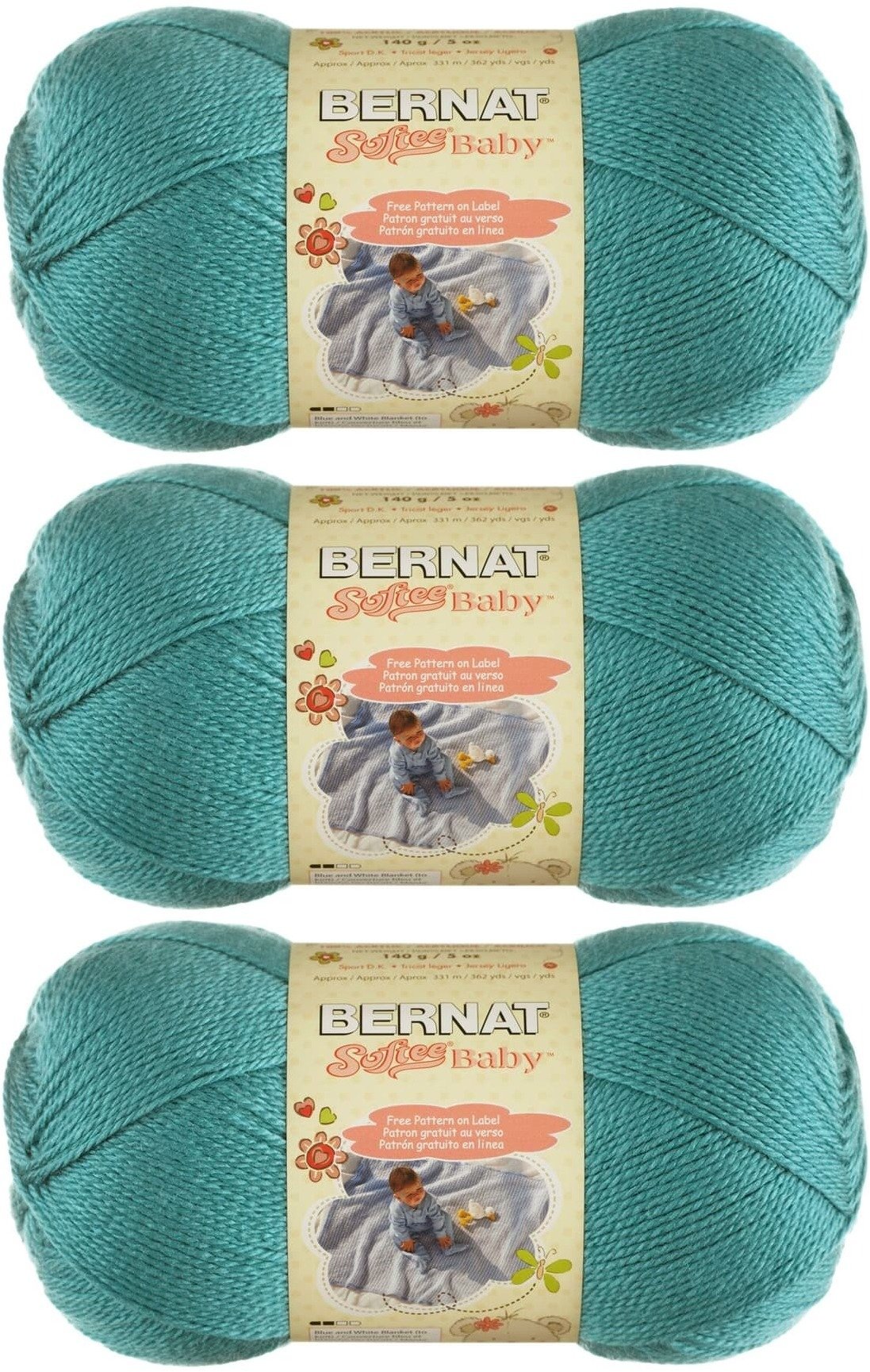 Bernat Softee Baby Yarn 3 Pack Bundle Includes 3 Patterns DK Light Worsted #3