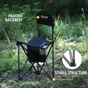 PORTAL Extra Large Quick Folding Tripod Stool with Backrest Fishing Camping Chair with Carry Strap