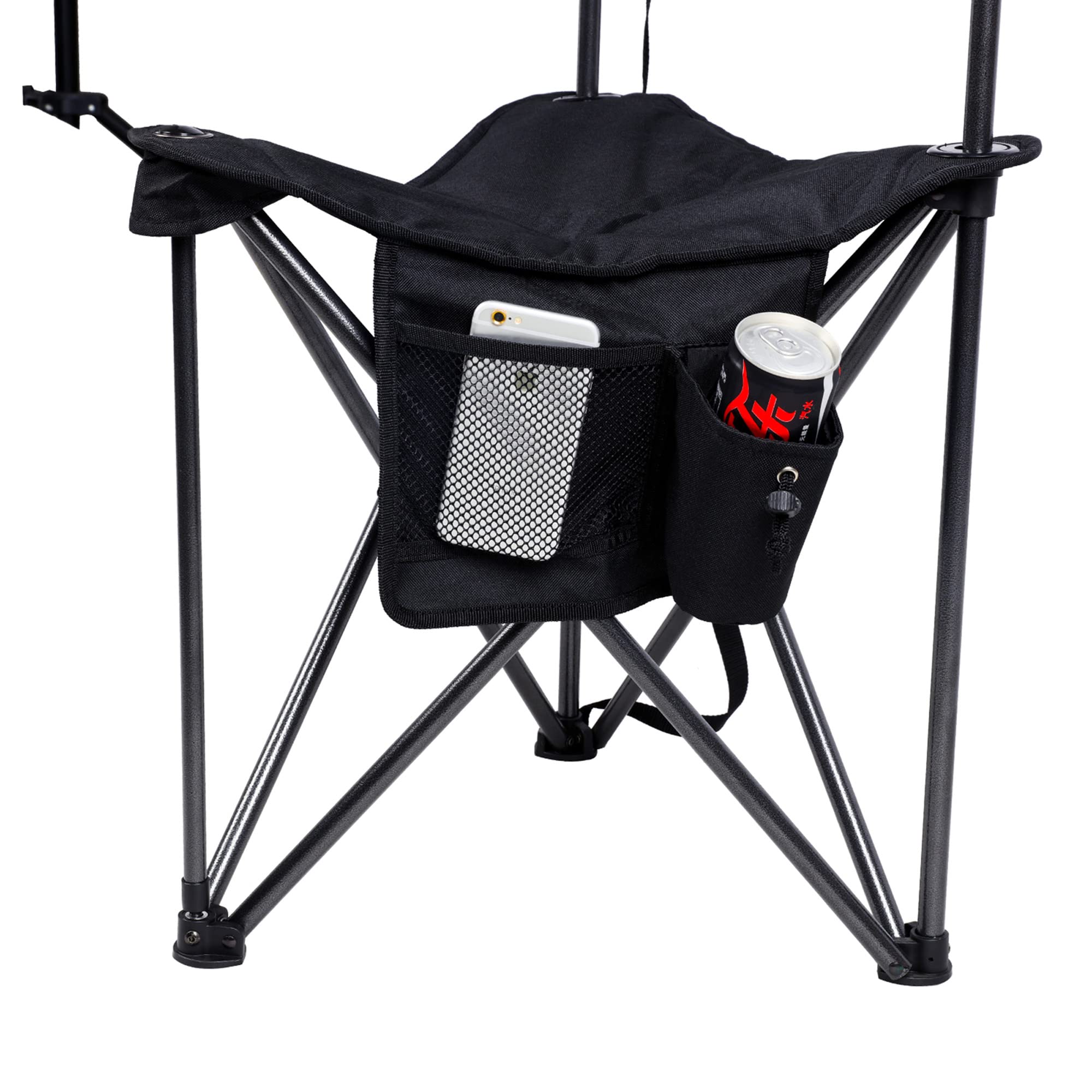 PORTAL Extra Large Quick Folding Tripod Stool with Backrest Fishing Camping Chair with Carry Strap