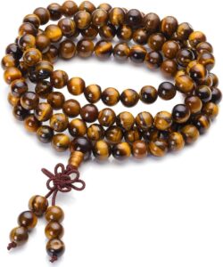 addmluck 108 mala beads meditation necklace 7 chakra tree of life pendant necklace prayer buddha beaded bracelets healing stone yoga necklace for men and women jewelry(tiger eye)