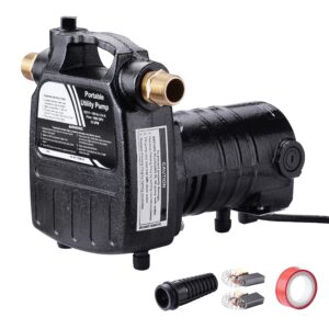 extraup 115volt 1/2hp 1500 gph heavy duty high pressure cast iron casing water transfer utility pump with brass connectors and suction strainer