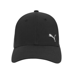 puma unisex adult stretch fit baseball cap, black/silver, small-medium us