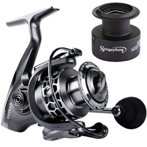 sougayilang fishing reel 13+1bb light weight ultra smooth aluminum spinning fishing reel with free spare graphite spool (xy1000)