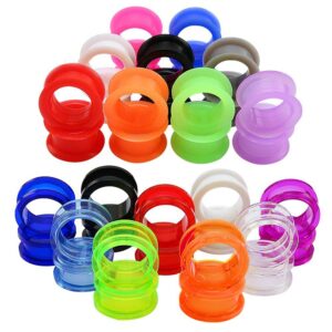 punktracker 18 pairs 8g-1” uv acrylic screw fit ear tunnels & thick silicone double flared ear gauge plugs piercing