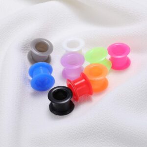 PunkTracker 18 Pairs 8g-1” UV Acrylic Screw Fit Ear Tunnels & Thick Silicone Double Flared Ear Gauge Plugs Piercing