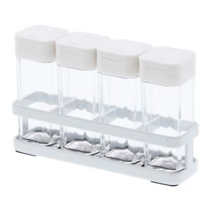 yamazaki home spice bottles with rack - kitchen pantry organizer containers, steel + plastic, 1.69 oz. | 50 ml per shaker, airtight, lid, no assembly req.