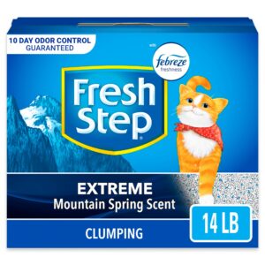 fresh step clumping cat litter, extreme, long lasting odor control kitty litter with activated charcoal, low dust formula, 14 lb