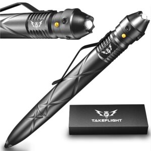 tf takeflight tactical pen multi-tool - self defense, edc led flashlight & pen - ideal for military & outdoor survival gear - ultimate gift for him - unique pen gift for brother or dad