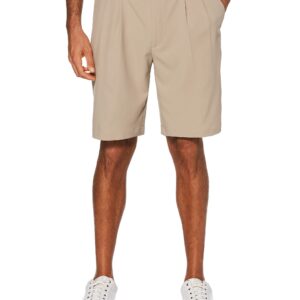 PGA TOUR mens Double Pleat With Active Waistband (Size 30 - 44 Big & Tall) Golf Shorts, Chinchilla, 38 US