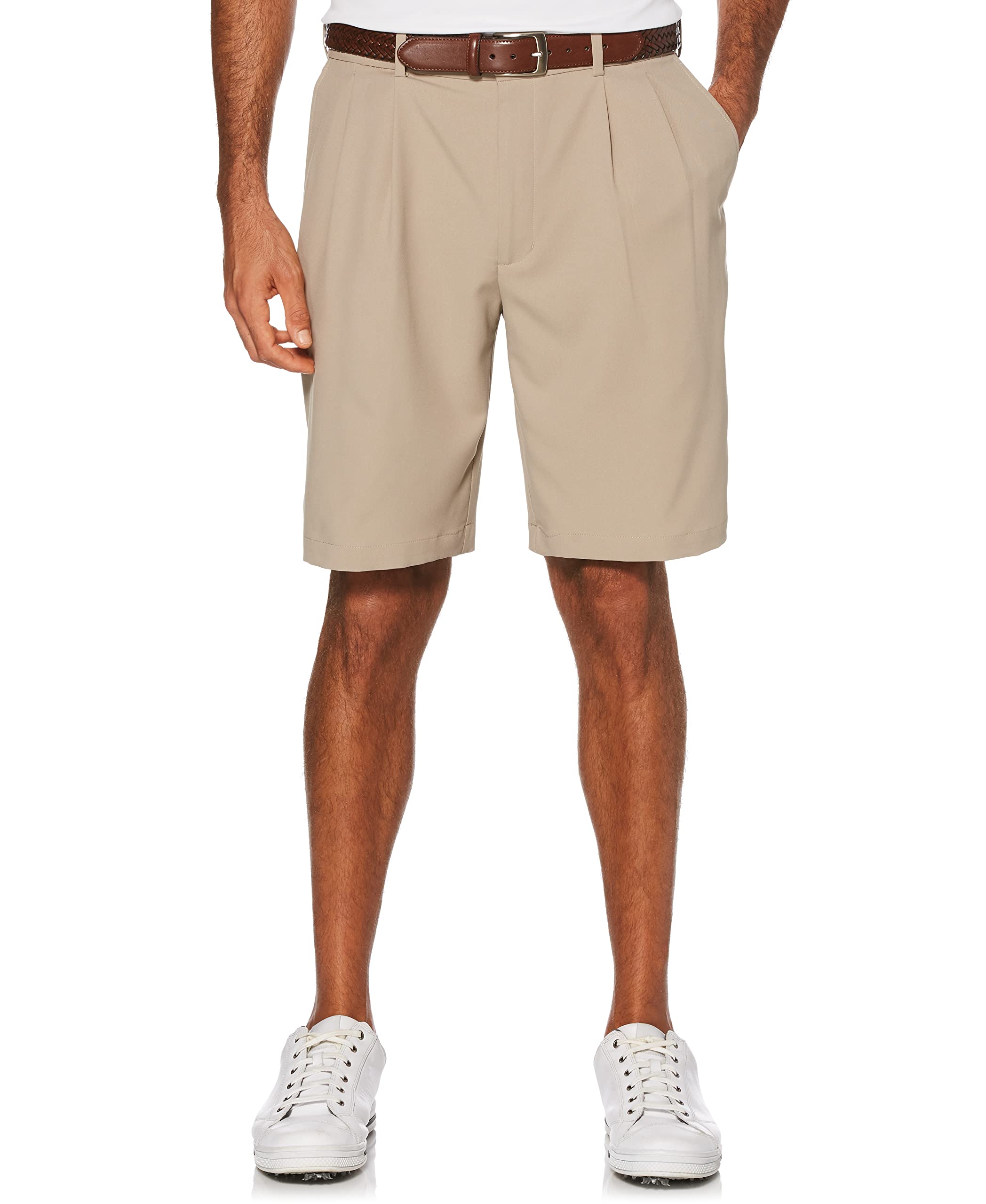 PGA TOUR mens Double Pleat With Active Waistband (Size 30 - 44 Big & Tall) Golf Shorts, Chinchilla, 38 US