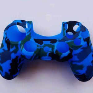 Hikfly Silicone Gel Controller Cover Skin Protector Compatible for Sony PlayStation 4 PS4/PS4 Slim/PS4 Pro Controller (2X Controller Camouflage Cover with 8 x FPS Pro Thumb Grip Caps)(Red,Blue)