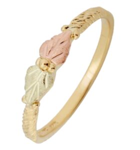 petite leaves ring, 10k yellow gold, 12k green and rose gold black hills gold (6)