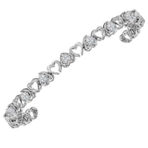 sonia jewels 925 sterling silver round diamond heart love tennis bracelet 1.00 cttw