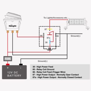 Nilight 50003R Automotive Set 5-Pin 30/40A 12V SPDT with Interlocking Relay Socket and Wiring Harness-5 Pack, 2 Years Warranty