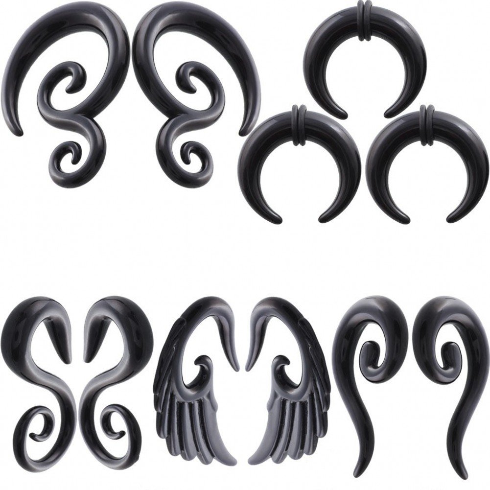 IPINK-5 Pairs Acrylic Spiral Snail Taper Plugs Tunnel Ear Stretcher Expander Kit Plugs 14-00 Gauges (5 Pairs of 8mm(0G))