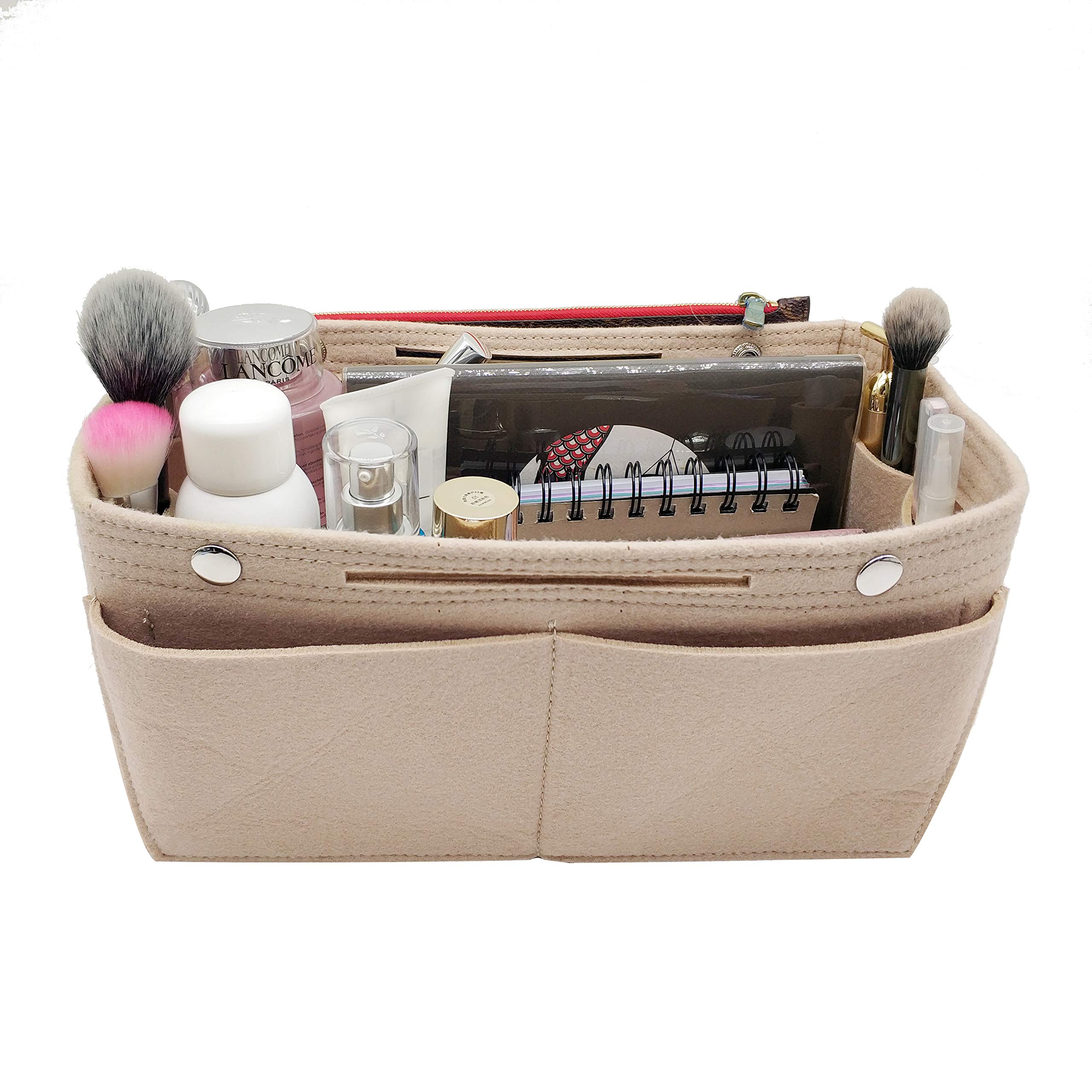 LEXSION Felt Purse Organizer Insert Bag organizer Multi Pocket Bag in Bag Organizer For Tote & Handbag Shaper 8008 Beige XL