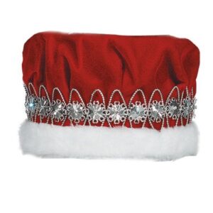 anderson's red velvet crown with silver floral band and faux fur, king crown for prom, homecoming, school dance, costume, party, pageant, event, halloween, birthday, mardi gras