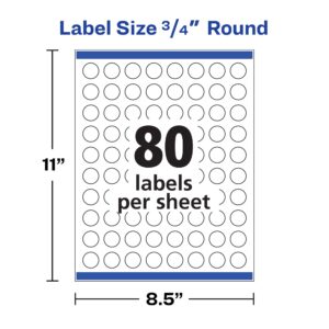 Avery Printable Round Labels with Sure Feed, 3/4" Diameter, Glossy Clear, 400 Customizable Labels (4222)