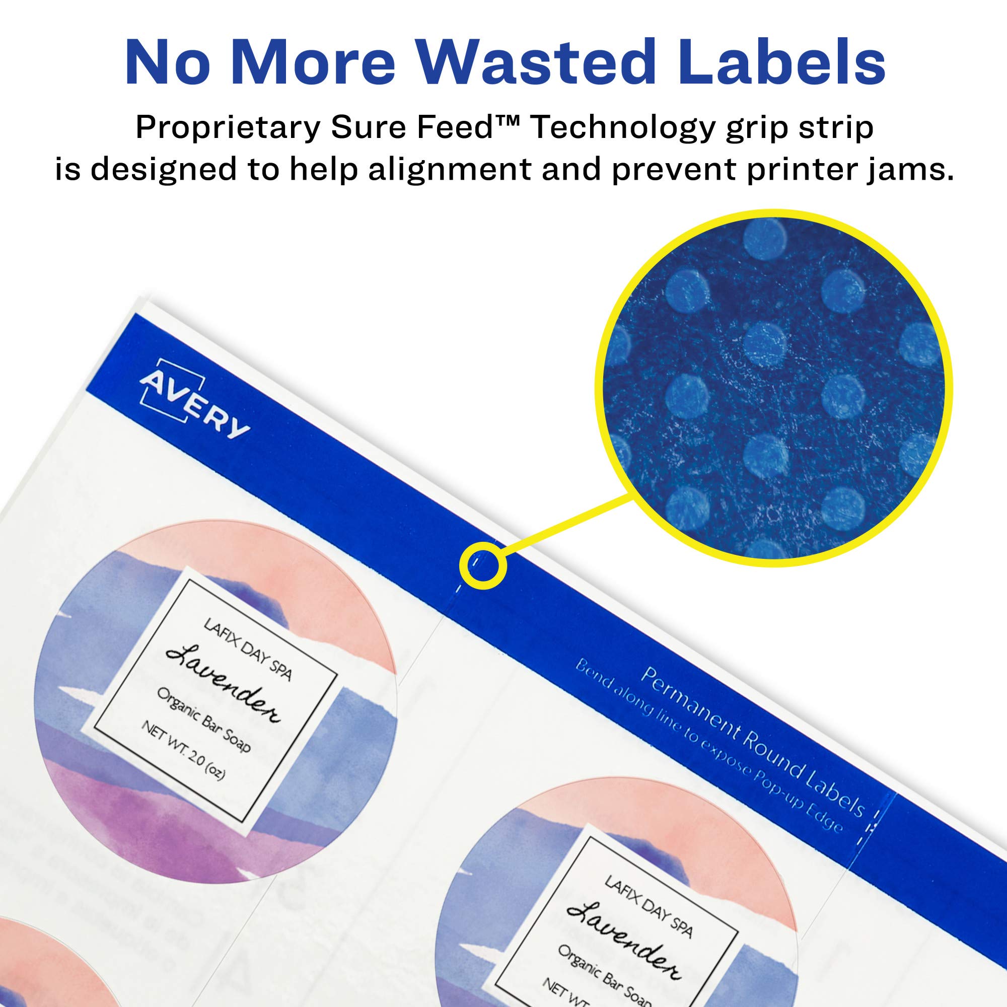 Avery Printable Round Labels with Sure Feed, 3/4" Diameter, Glossy Clear, 400 Customizable Labels (4222)