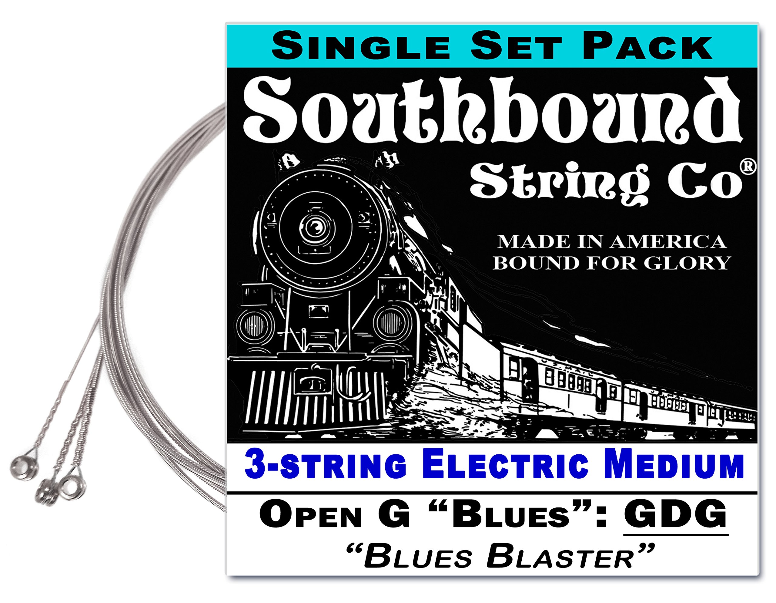 Electric Medium "Blues Blaster" 3-String Cigar Box Guitar Strings - Low Open G - GDG c