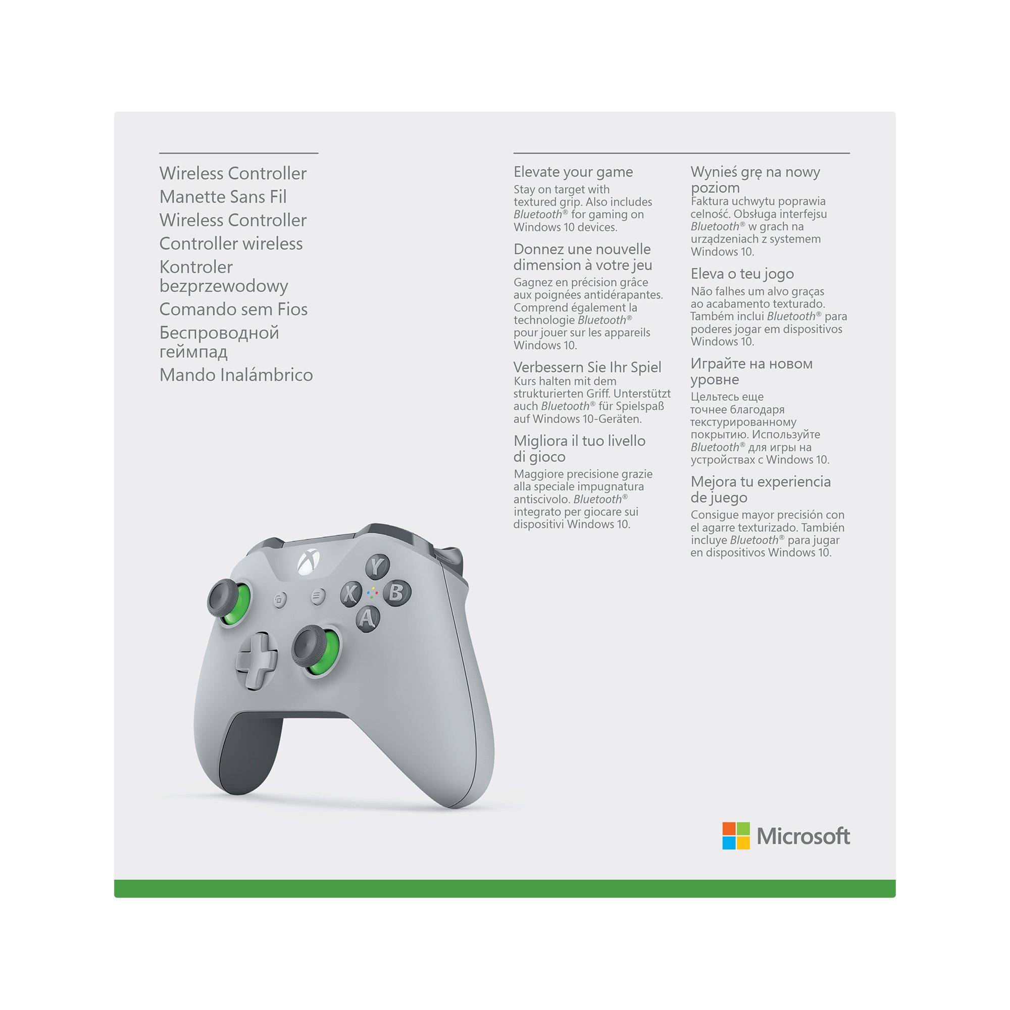 Microsoft Wireless Controller - Grey/Green - Xbox One