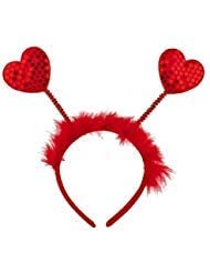 lux accessories fabric furry heart antenna valentine's day festive headband… (red)