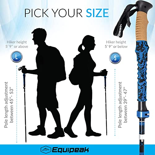 EQUIPEAK Trekking Poles for Hiking - 2 Folding Walking Sticks with Cork & Eva Grip - Lightweight Collapsible Hiking Poles for Backpacking Gear, Fast & Strong Locking Nordic Walking Poles for Travel