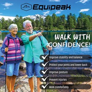 EQUIPEAK Trekking Poles for Hiking - 2 Folding Walking Sticks with Cork & Eva Grip - Lightweight Collapsible Hiking Poles for Backpacking Gear, Fast & Strong Locking Nordic Walking Poles for Travel