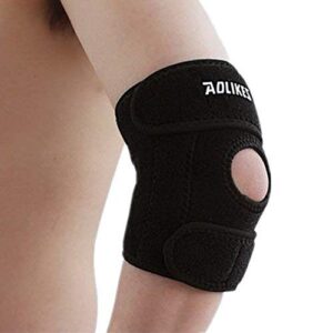 mcolics adjustable neoprene tennis golfers elbow brace wrap arm support strap band, breathable compression sports elbow guard protector pad for weightlifting, tendonitis, arthritis. 1 sleeve (black)