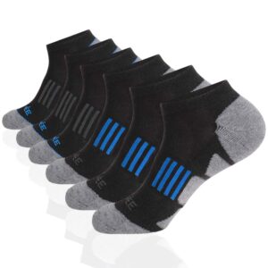 joynÉe men's 6 pack athletic no show performance cushioned low cut running socks,black,sock size:10-13