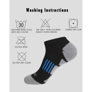 JOYNÉE Men's 6 Pack Athletic No Show Performance Cushioned Low Cut Running Socks,Black,Sock Size:10-13